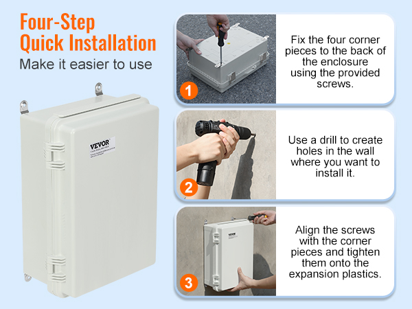 VEVOR Outdoor Electrical Junction Box, 16.93 x 12.99 x 7.09 in, ABS ...