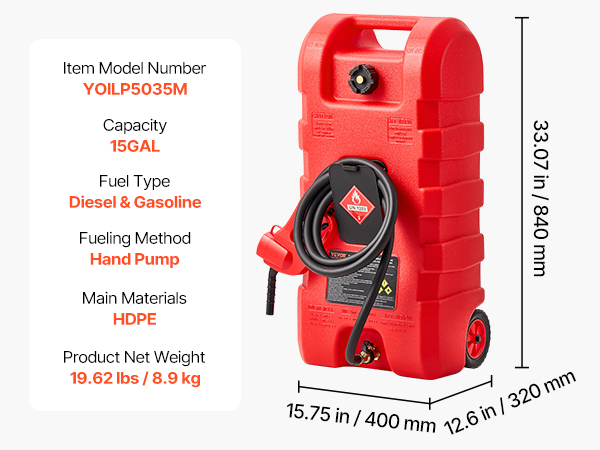 Both diesel and gasoline can be used！VEVOR Fuel Caddy 15 Gallon ...