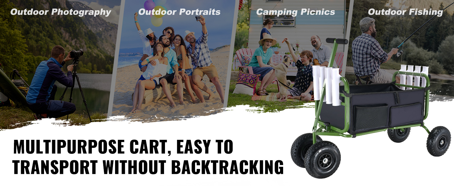VEVOR Beach Fishing Cart, 300 lbs Load Capacity, Foldable Fish and ...