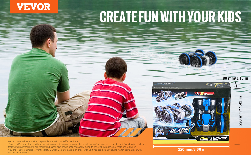 VEVOR Amphibious Remote Control Car Boat 2.4 GHz 4WD RC Boat Kids ...