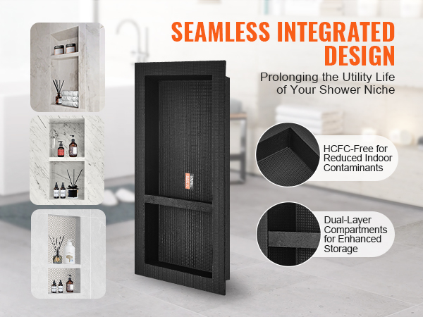 VEVOR Shower Niche Ready for Tile 16" x 24", Double Shelf Organizer ...