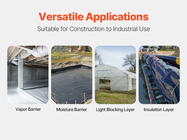 VEVOR 10' x 100' Plastic Sheeting Heavy Duty, 6 Mil Thick Plastic ...