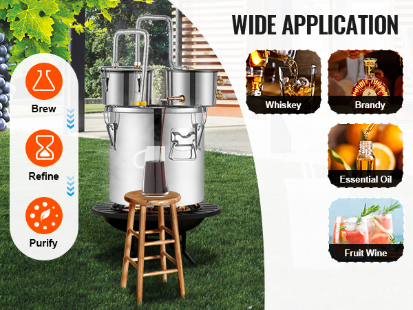 VEVOR Moonshine Still Water Alcohol Distiller 13.2Gal w/Thumper Keg ...