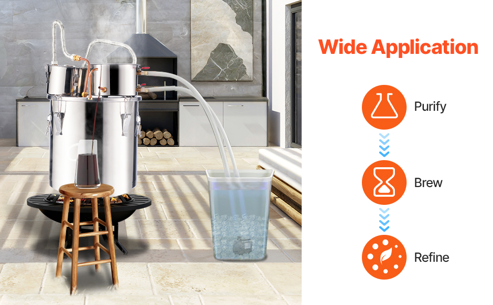 VEVOR Moonshine Still Water Alcohol Distiller 8Gal w/Thumper Keg & 8W ...