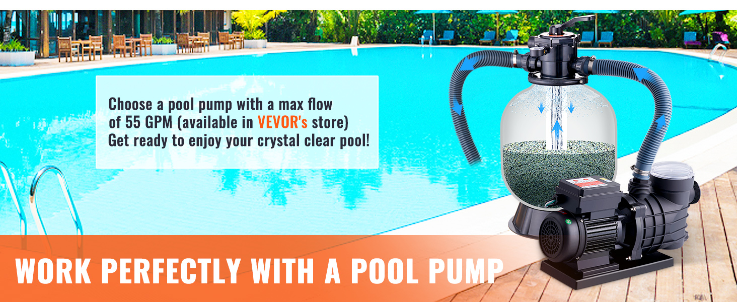 VEVOR Sand Filter, 22-inch, Up to 55 GPM Flow Rate, Above Inground ...