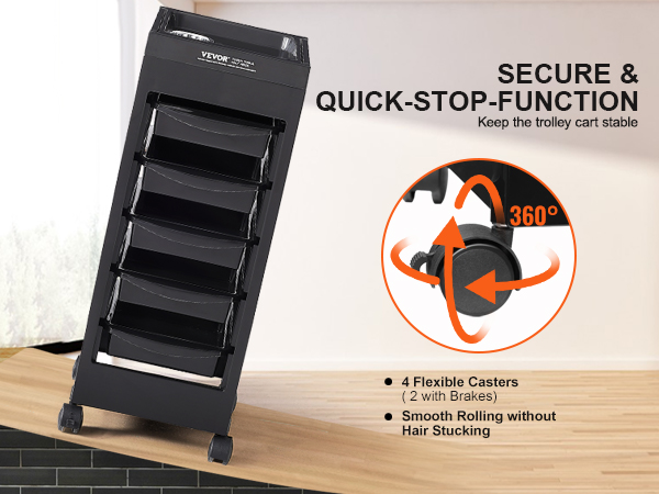 VEVOR Beauty Salon Trolley Cart, Plastic Salon Rolling Cart for Stylist ...