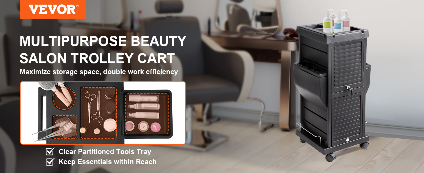 VEVOR Ultimate Salon Trolley Cart, Lockable Beauty Salon Cart for ...