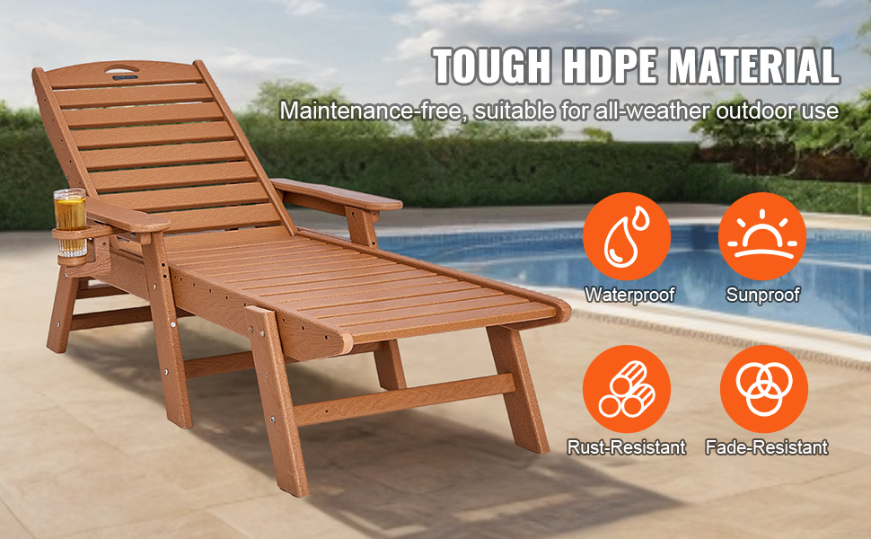 VEVOR Outdoor Chaise Lounge Chair Adjustable Patio Reclining Bench ...