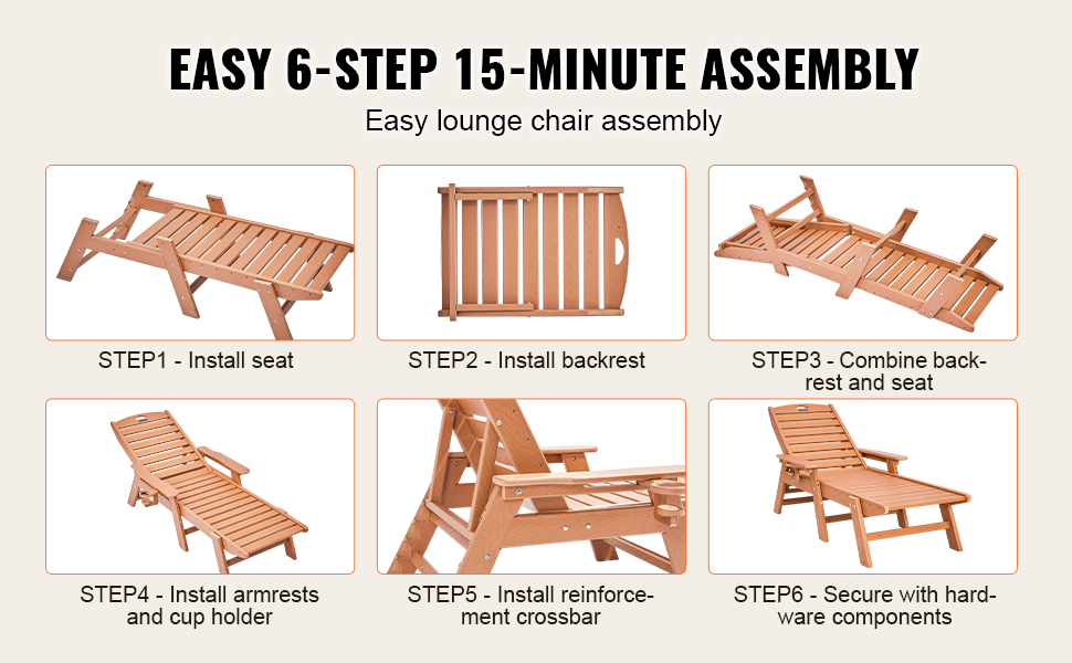 VEVOR Outdoor Chaise Lounge Chair Adjustable Patio Reclining Bench ...