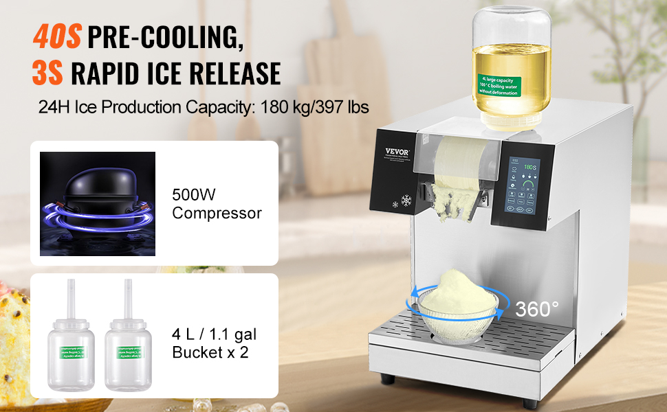 Commercial Snowflake Ice Machine 397LBS/24H Stainless Steel for Ice ...