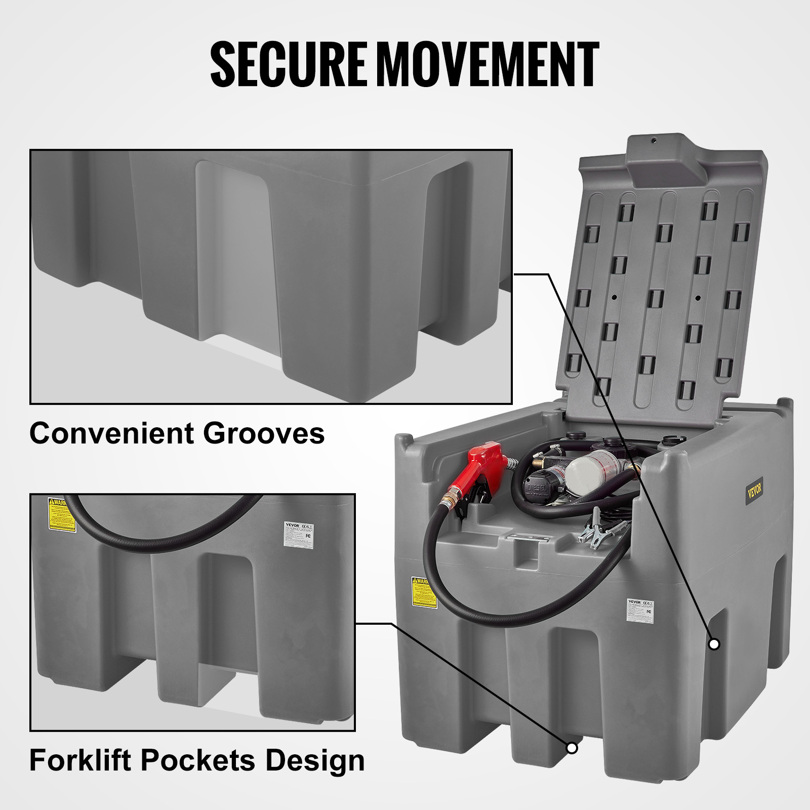 VEVOR Portable Diesel Tank, 116 Gallon Capacity & 10 GPM Flow Rate ...