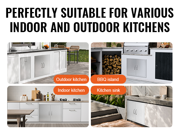 VEVOR BBQ Access Door, 31W x 24H Inch Double Outdoor Kitchen Door ...