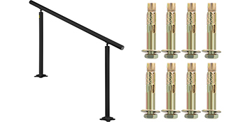 VEVOR Handrail for Outdoor Steps Aluminum Stair Handrail Fit 0-5 Steps ...