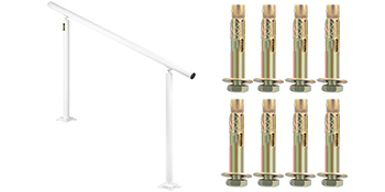 VEVOR Outdoor Stair Railing Kit, 5 FT Handrails 0-5 Steps, Adjustable ...