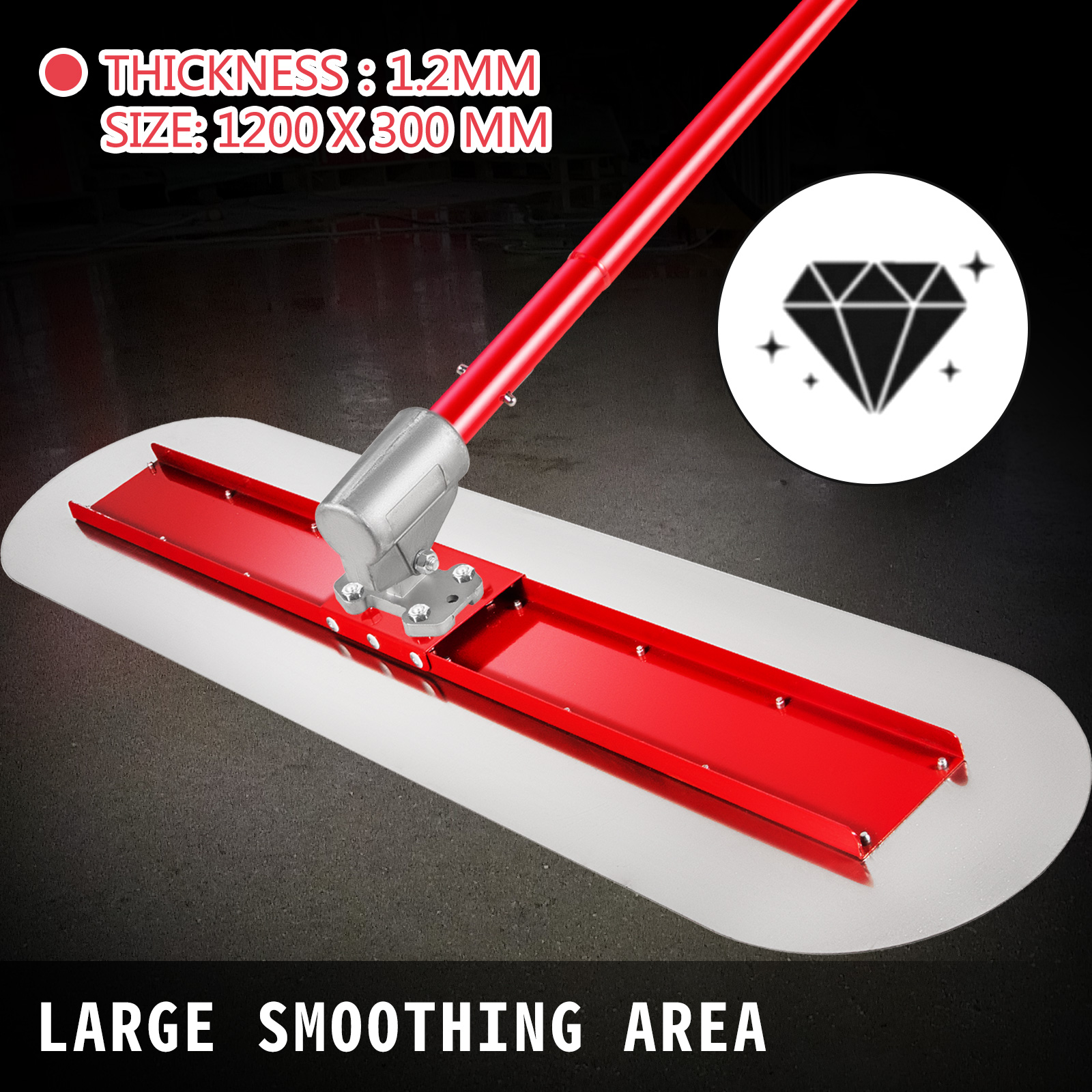 VEVOR Bull Float Manganese Steel Concrete Float 1200x300mm Concrete ...