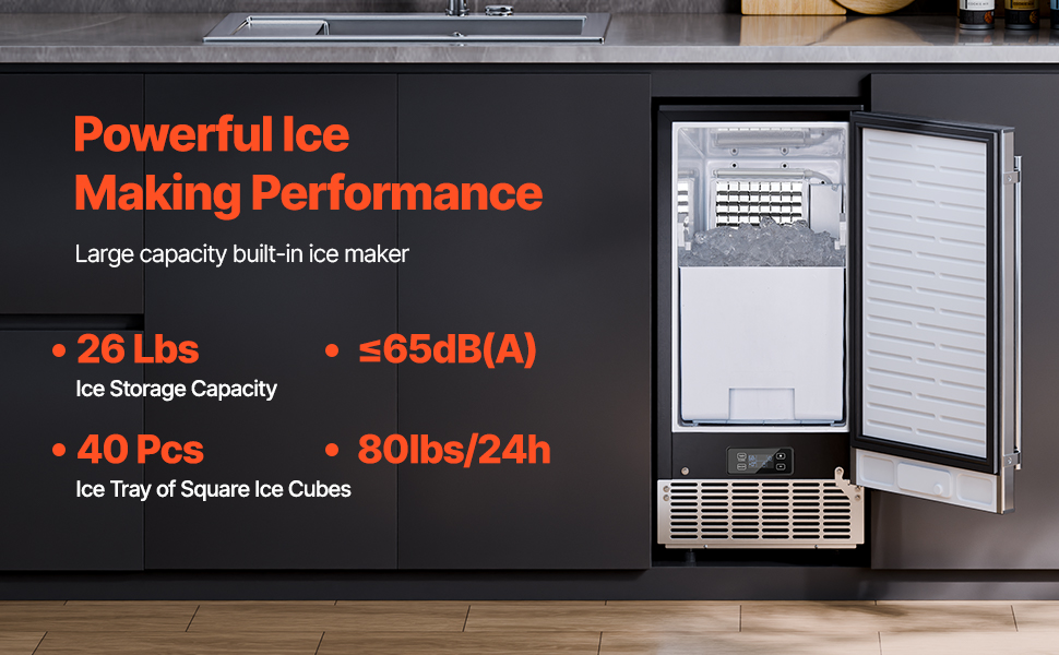 VEVOR Undercounter Ice Maker 80 Lbs/Day Built-in Ice Machine w ... VEVOR Undercounter Ice Maker 80 Lbs/Day Built-in Ice Machine w ...