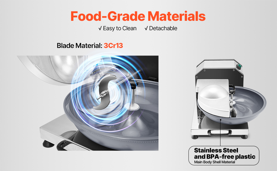 Food Processor Vegetable Chopper 3000RPM Food-Grade Stainless Steel ...
