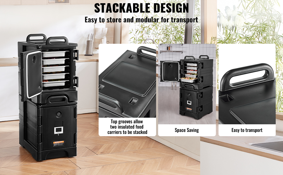 Insulated Food Pan Carrier Stackable Catering Dishbox 81QTx 2 Chafing ...