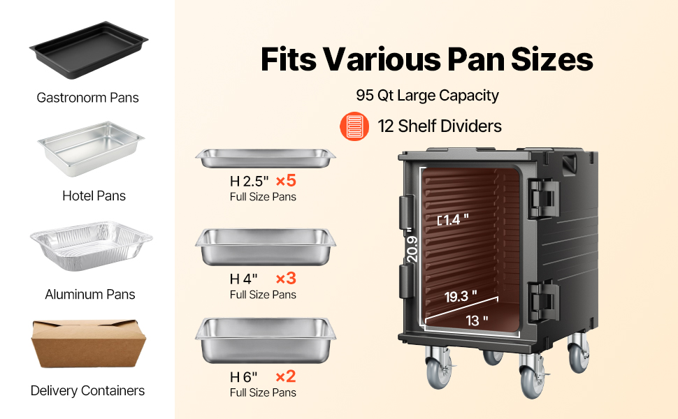 Insulated Food Pan Carrier Stackable Catering Dishbox 90L Chafing Dish ...