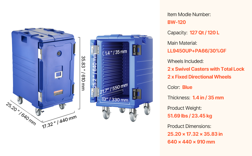 Insulated Food Pan Carrier Stackable Catering Dishbox 120L Chafing Dish ...