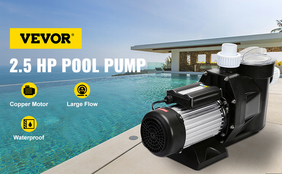 VEVOR 2.5HP Swimming Pool Pump Motor Hayward Lift 62ft In/Above Ground ...