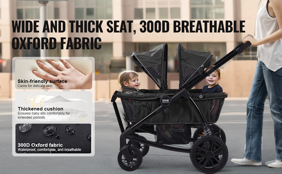 VEVOR All-Terrain Stroller Wagon, 2 Seats Foldable Expedition 2-in-1 ...