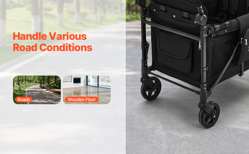 Wagon Stroller for 4 Kids Push Pull Quad Collapsible Stroller 330LBS ...