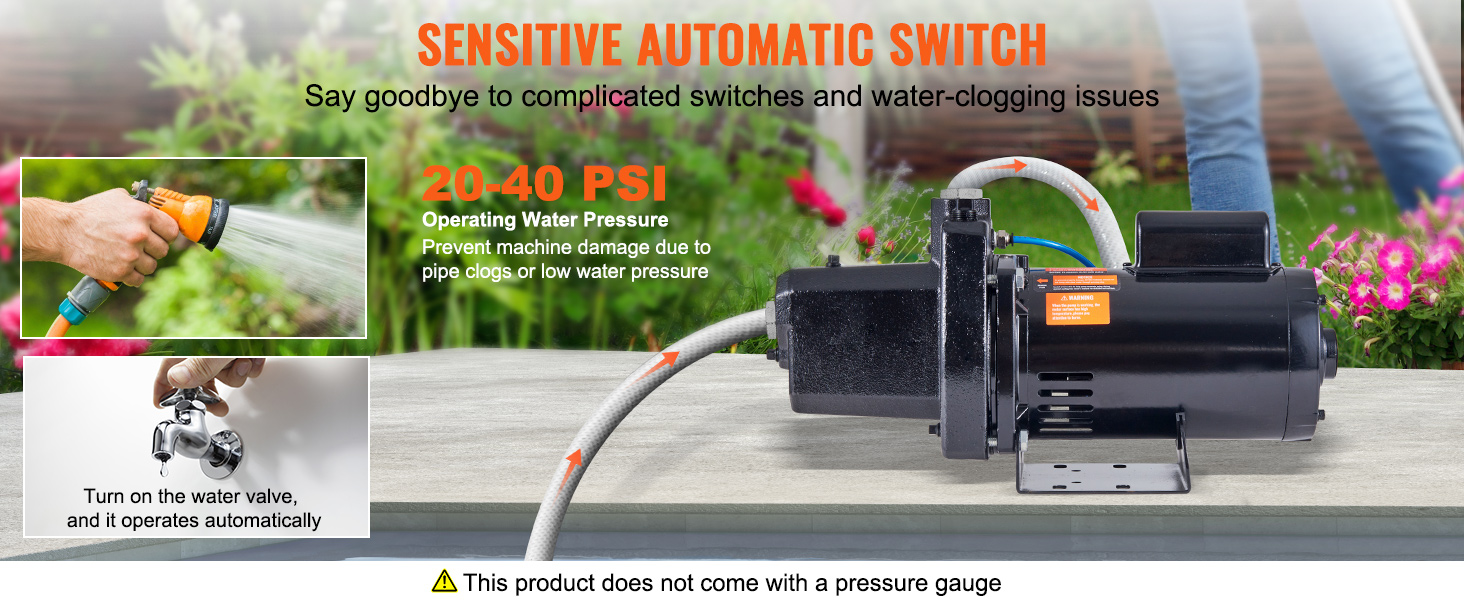 VEVOR 1.5 HP Cast Iron Sprinkler/Irrigation Pump, 115/230 Volt, 66 GPM ...