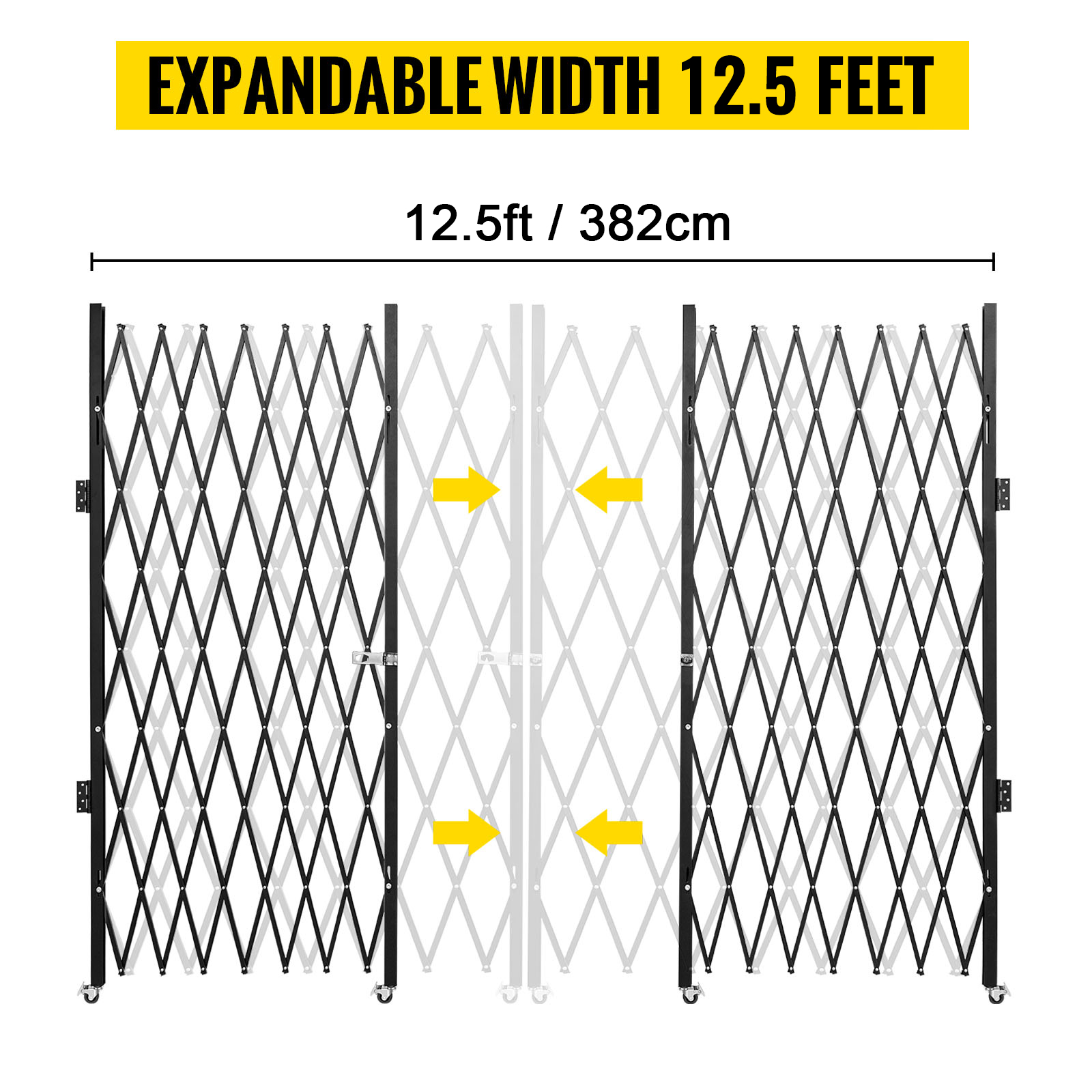 VEVOR Double Folding Security Gate, 7.1' H x 12.5' W Folding Door Gate ...