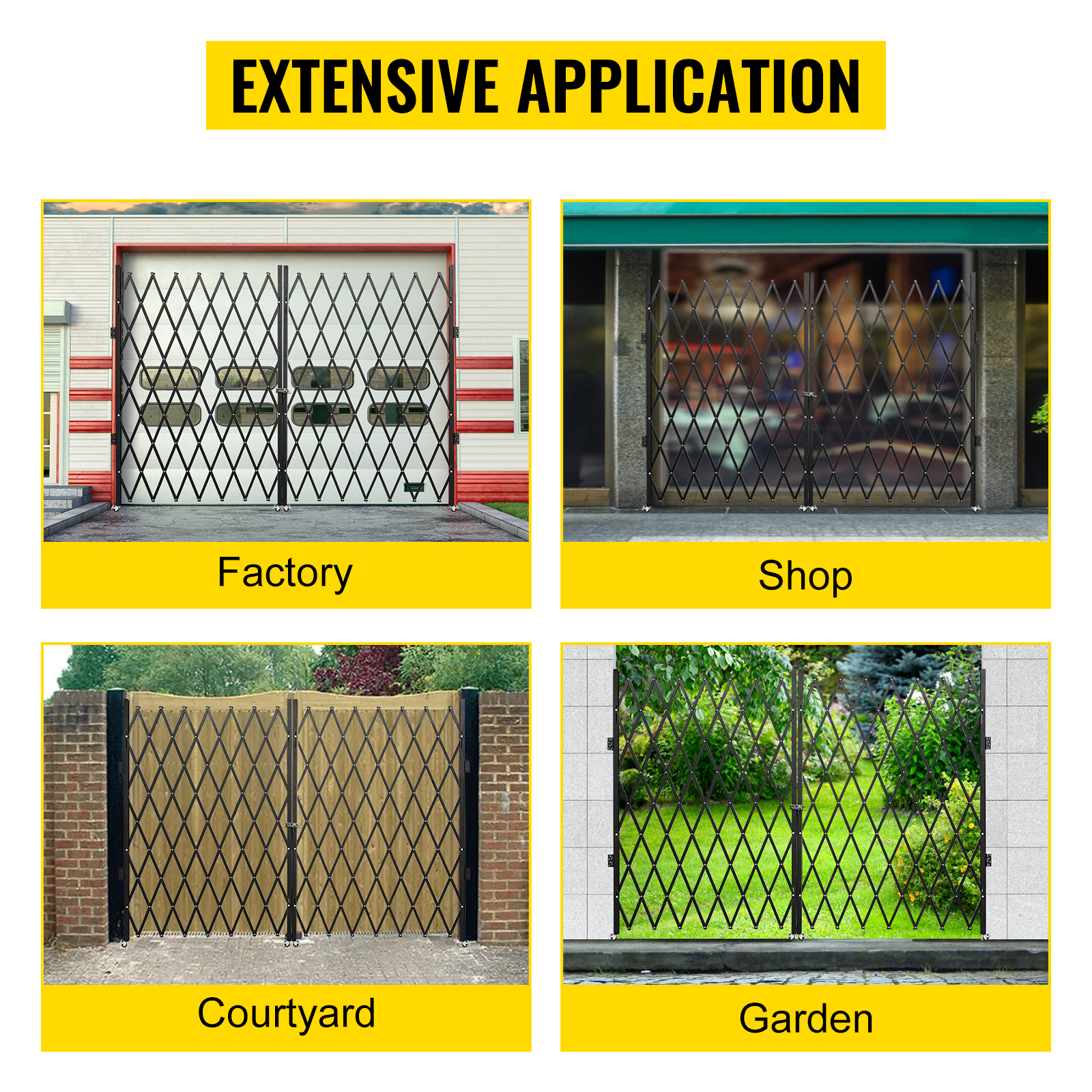 VEVOR Double Folding Security Gate, 7.1' H x 12.5' W Folding Door Gate ...