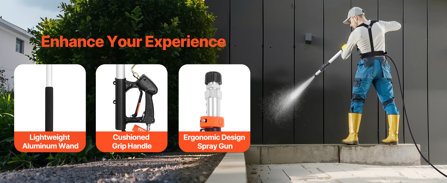 VEVOR Pressure Washer Telescoping Wand 18 ft Brush Head Telescopic ...