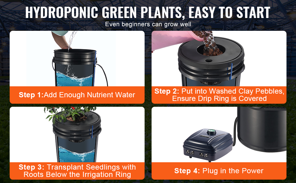 VEVOR DWC Hydroponics Grow System Deep Water Culture 8 Buckets with Air ...