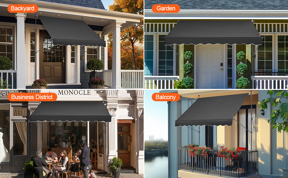 VEVOR 98x47" Patio Awning Retractable Patio Canopy Sunsetter with Crank ...