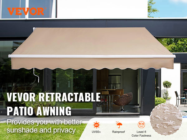 VEVOR Store Banne Manuel 3x2,4 m Auvent Rétractable Terrasse Extérieur ...