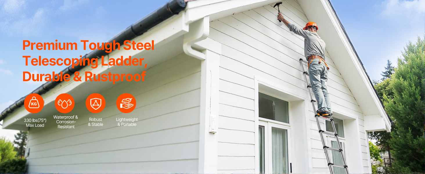 Telescoping Ladder Stainless Steel Extension Step 10.5 ft Portable ...