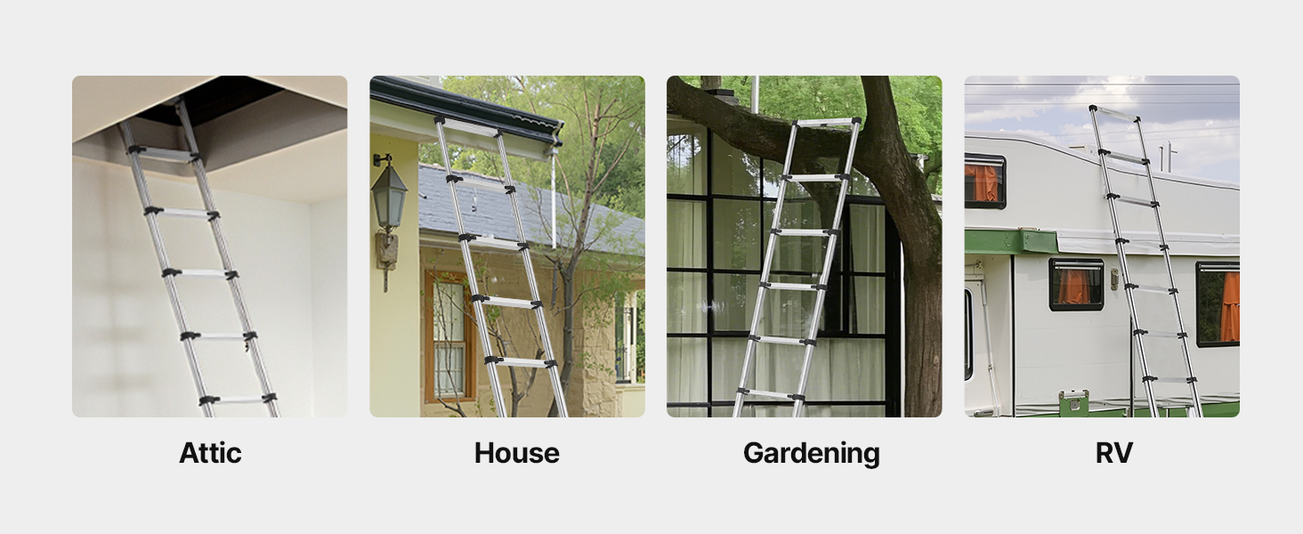 Telescoping Ladder Stainless Steel Extension Step 12.5 ft Portable ...