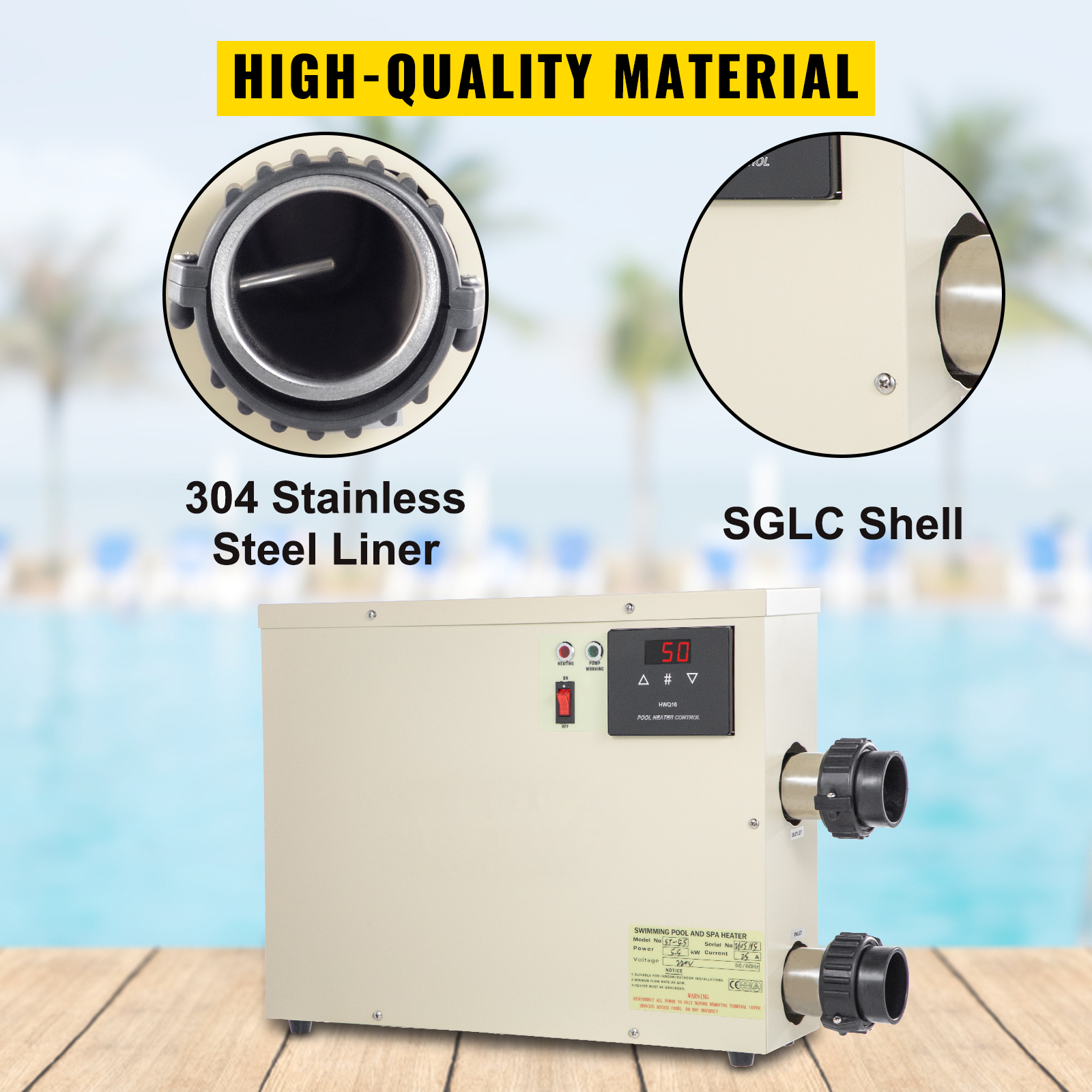 VEVOR Electric Pool Heater 11KW 240V Swimming Pool Electric Heater ...