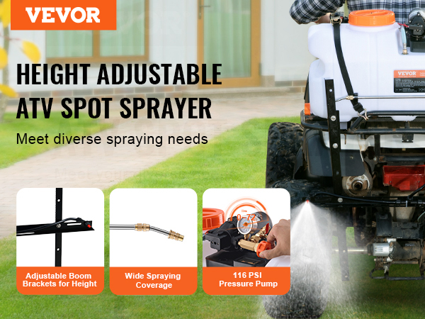 VEVOR ATV Sprayer 60 L/15.9 Gal ATV/UTV Spot Sprayer with A Nozzle Boom ...