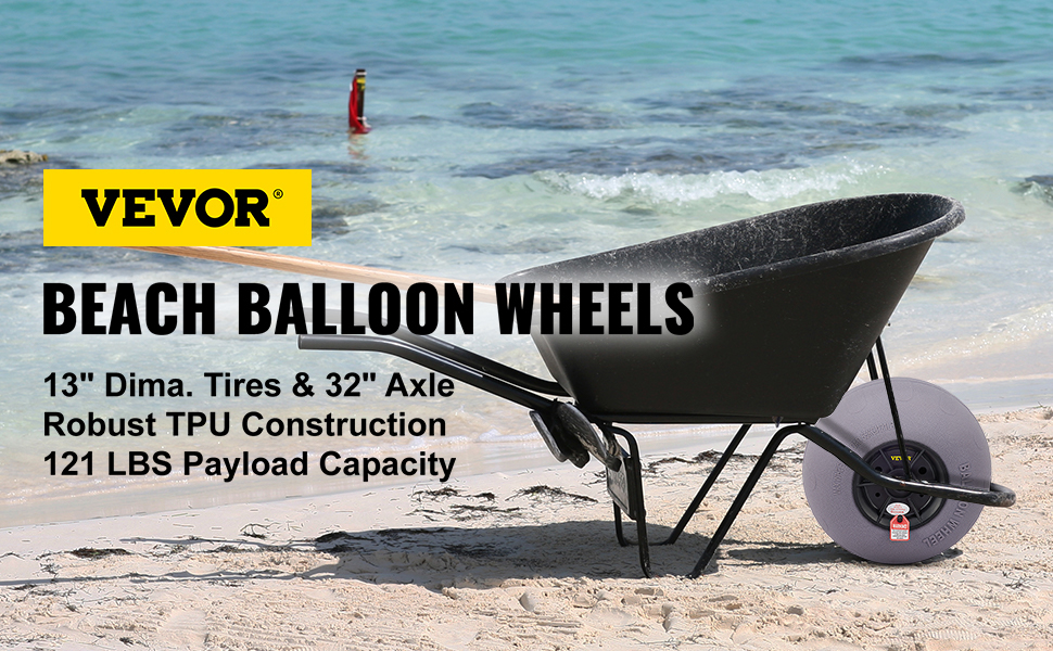 VEVOR Beach Balloon Wheels, 13" Replacement Sand Tires with 32 ...