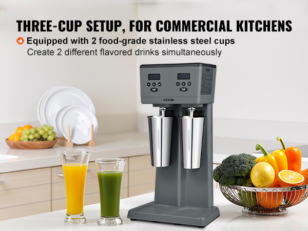 VEVOR Milkshake Maker, 375W x 2 Electric Milkshake Machine, Commercial ...