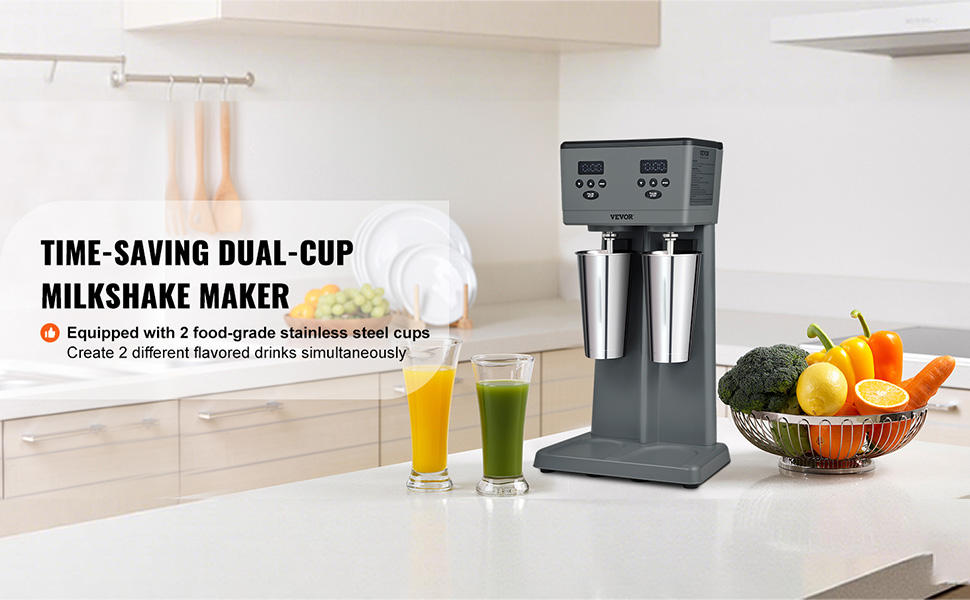 VEVOR Milkshake Maker, 375W x 2 Electric Milkshake Machine, Commercial ...