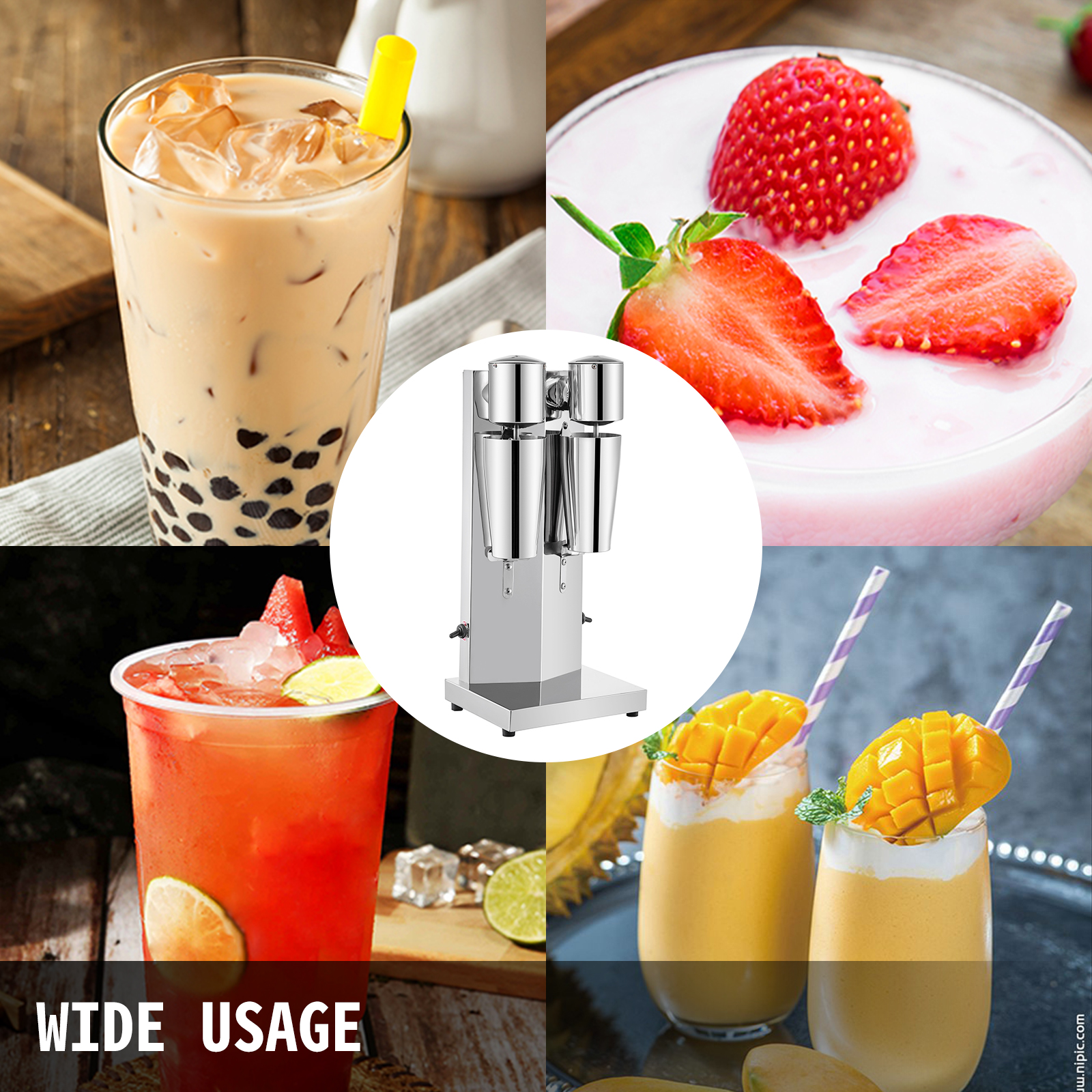 VEVOR Milkshake Maker Kit, Stainless Steel Electric Milkshake Maker ...