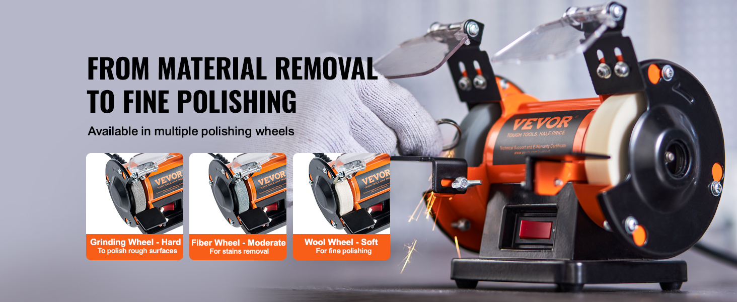 VEVOR Bench Polisher & Buffing Machine for Metal/Jewelry/Wood - With ...