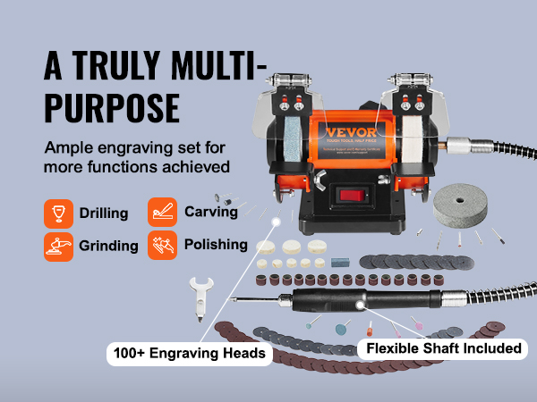 VEVOR Bench Polisher & Buffing Machine for Metal/Jewelry/Wood - With ...