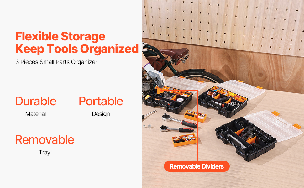 Single sided！3-Pack Small Parts Organizer 21-Compartment Organizer Box ...