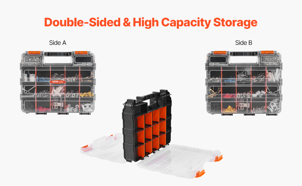 Two-sided！Small Parts Organizer 34-Compartment Double-Sided PP Hardware ...
