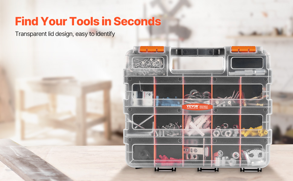 Two-sided！Small Parts Organizer 34-Compartment Double-Sided PP Hardware ...