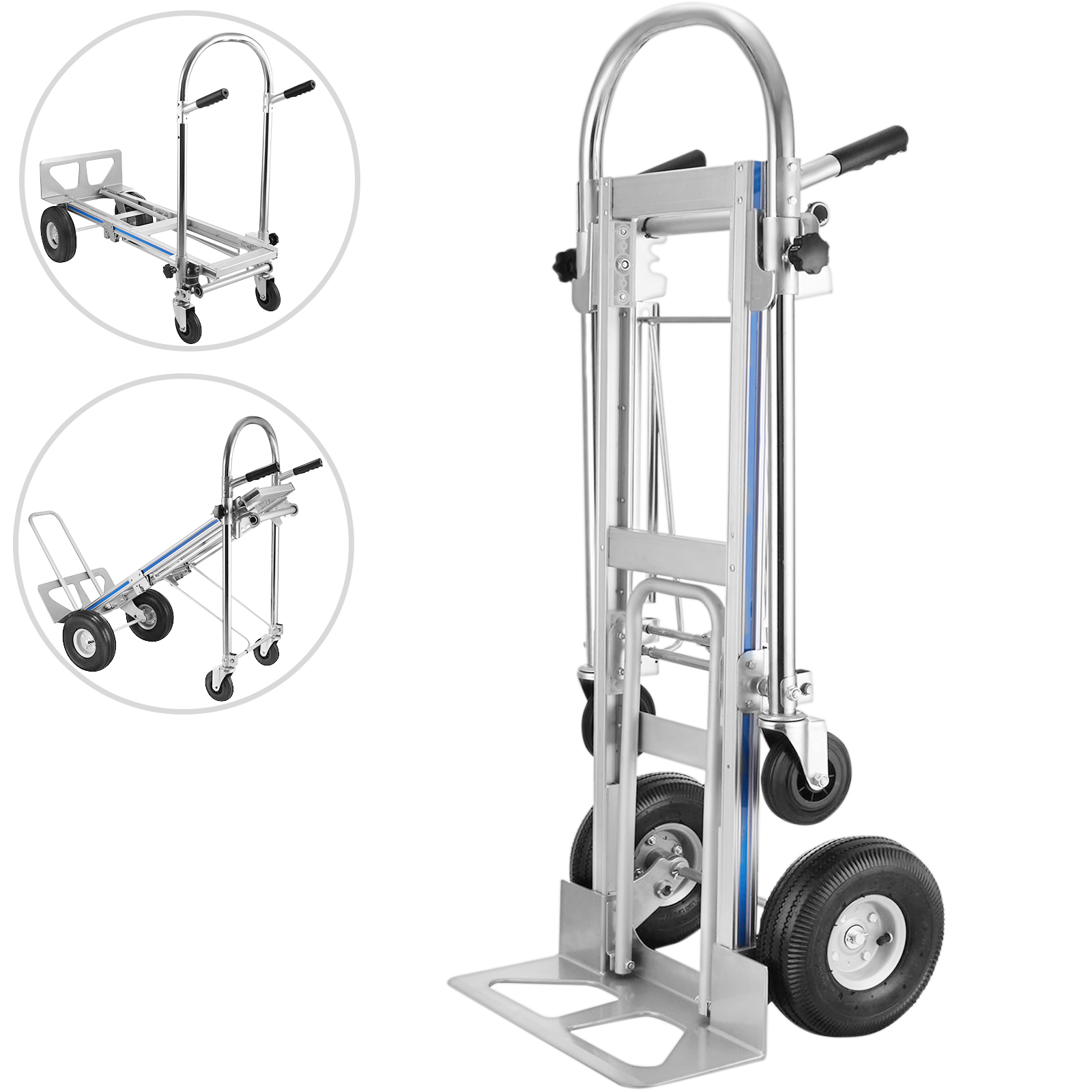 VEVOR Aluminum Hand Truck 3 in 1 Folding Hand Truck Convertible Hand ...