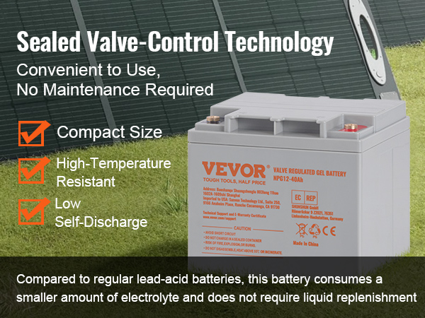 VEVOR Deep Cycle Battery, 12V 40AH, AGM Marine Rechargeable Battery ...