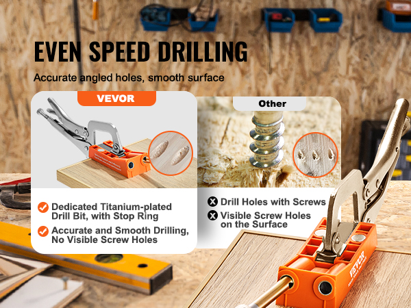 VEVOR Pocket Hole Jig, 56 Pcs Mini Jig Pocket Hole System with 9" C ...
